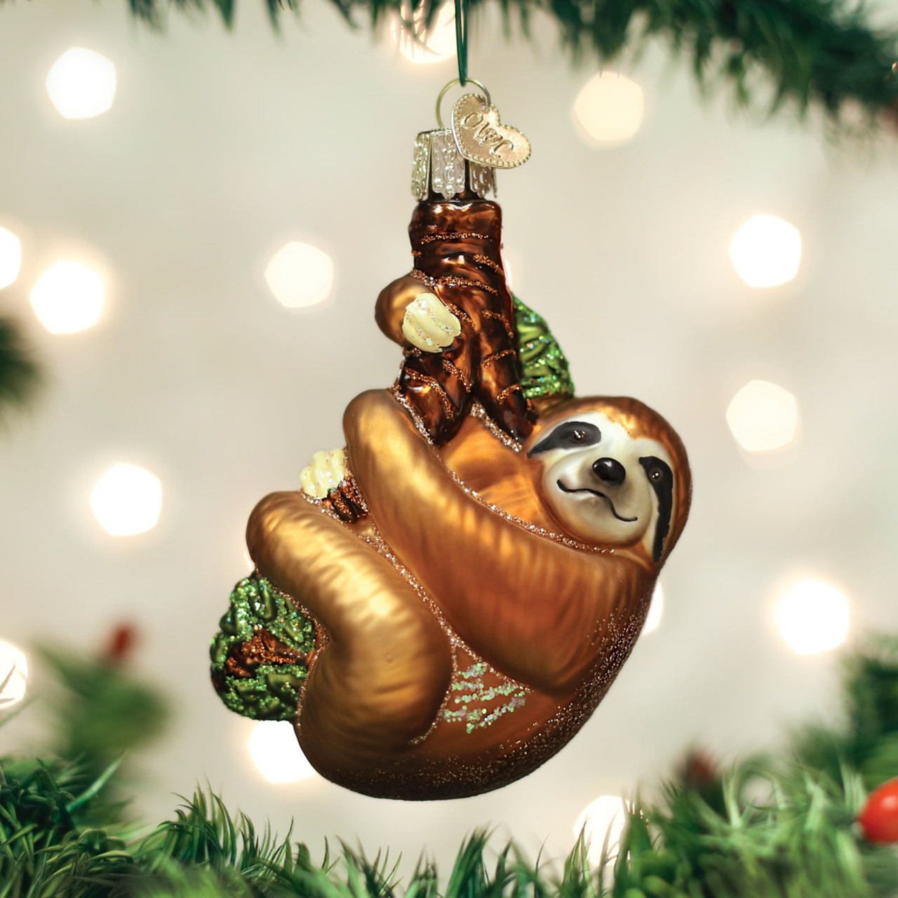 Old World Christmas Sloth Holiday Ornament Glass - Mary B Decorative Art
