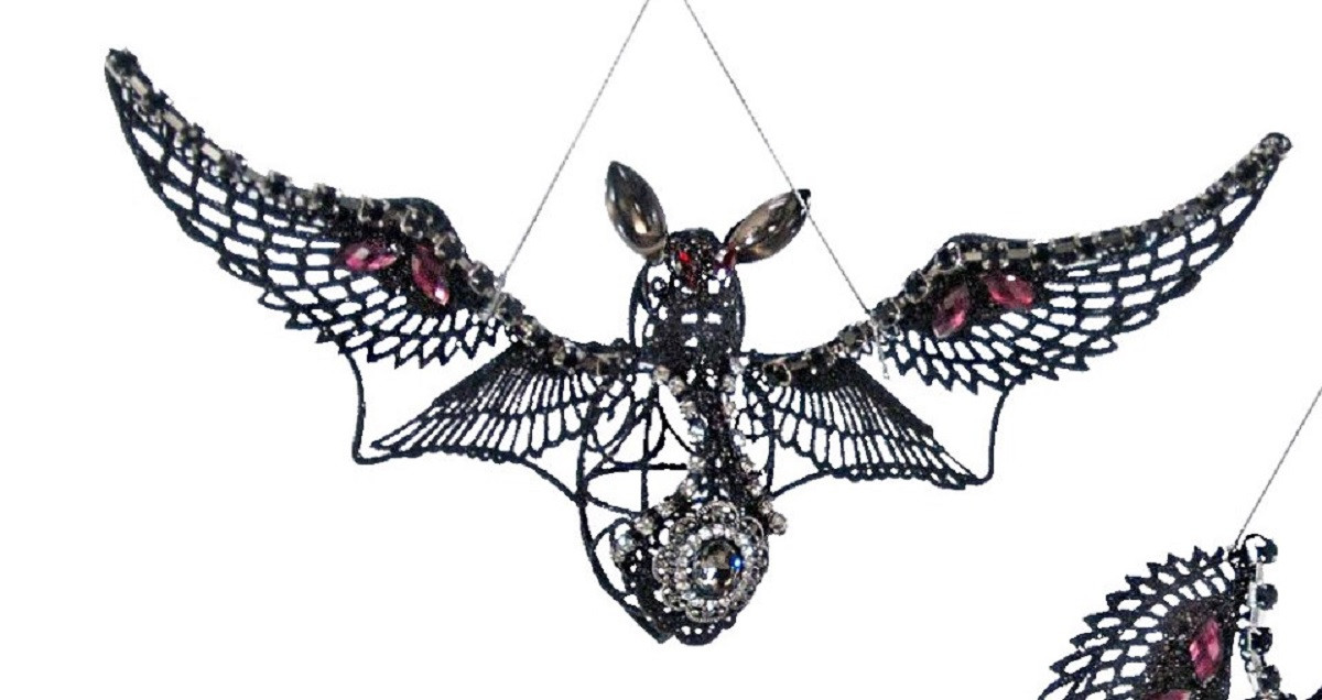 Jeweled Wire Bedazzled Flying Bat Halloween Ornament - Mary B ...