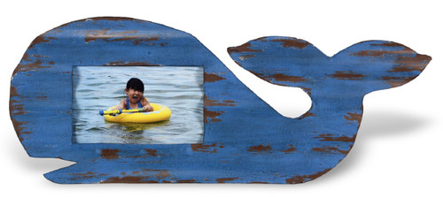 Ocean Blue Whale Shaped 4X6 Picture Photo Frame Painted Metal - Mary B ...