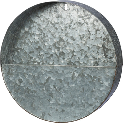 Galvanized Metal Round Wall Pocket 11 Inches - Mary B Decorative Art