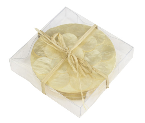 Coastal Capiz Shell Drink Coasters Set of 4 - Mary B Decorative Art