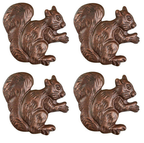 Brown Squirrels Napkin Rings Set of 4 Painted Metal - Mary B Decorative Art