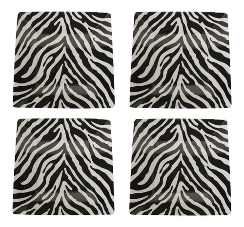 Girlfriends Cocktail Party Hour Zebra Print 11 Inch Melamine Plates Set ...