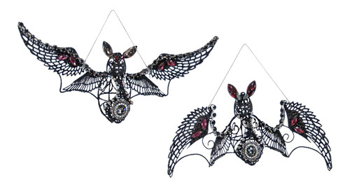 Jeweled Wire Flying Bats Halloween Ornaments Set of 2 - Mary B ...