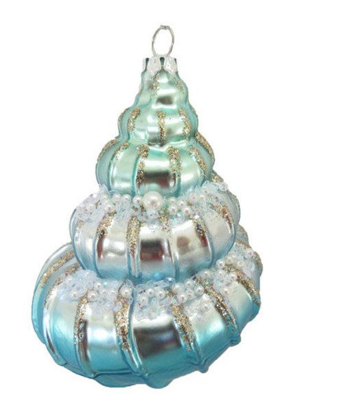 Jeweled Conch Shell Christmas Holiday Ornament Glass - Mary B ...