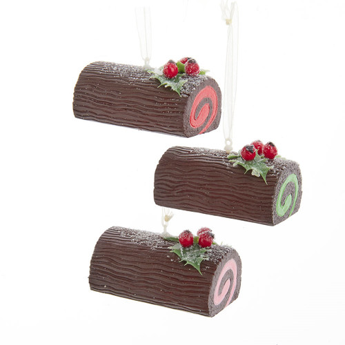 Festive Yule Log Cakes Sweet Treats Christmas Holiday Ornaments Set of ...