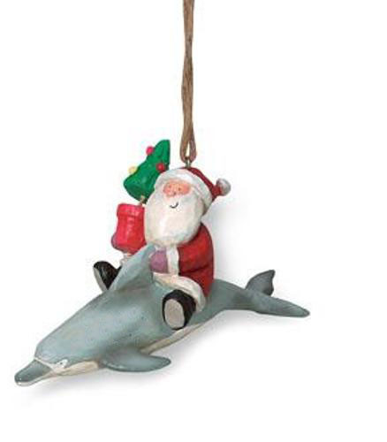 Jolly Santa Riding Dolphin Christmas Holiday Ornament - Mary B ...
