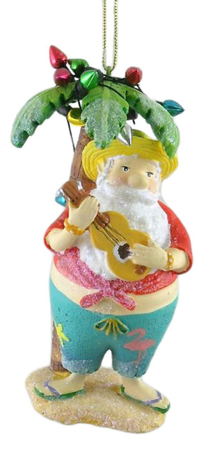 Tropical Beach Santa Palm Tree Christmas Ornament - Mary B Decorative Art