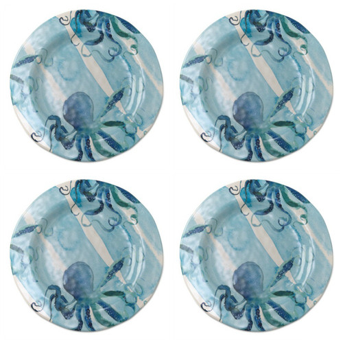 Blue Octopus 11 Inch Dinner Plates Melamine Set of 4 - Mary B ...