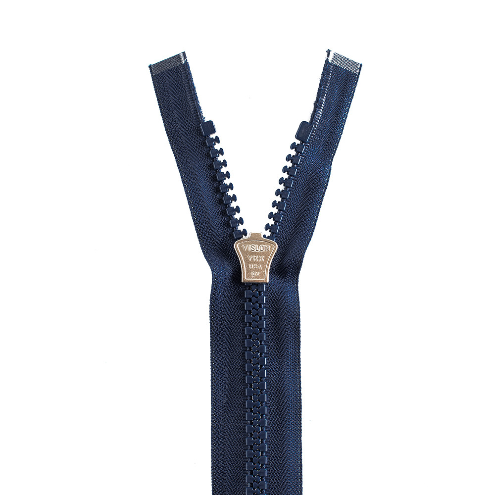 YKK® #10 Navy Separating Molded Tooth Zipper (Metal Single Pull Slider ...