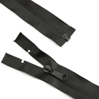 Lenzip® #10 Black Water-Resistant Separating Coil Zipper (Metal Single ...
