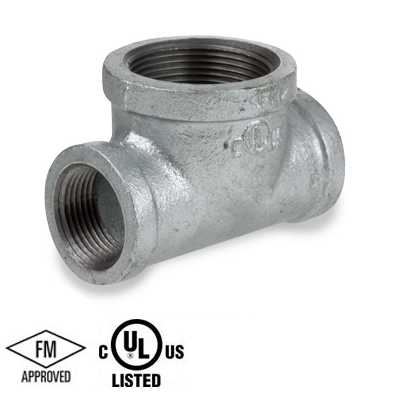 Galvanized Pipe Fittings - 150# 3/4" x 3/4" x 1" Bull Head Tees NPT