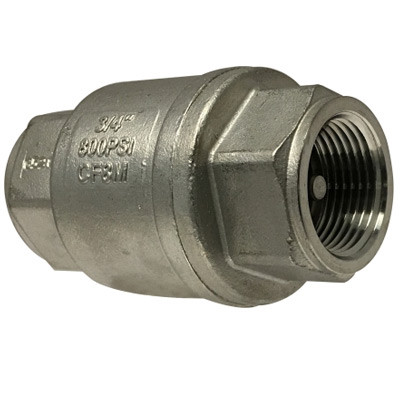1" 800 WOG, In-Line Check Valve, High Capacity, Stainless Steel