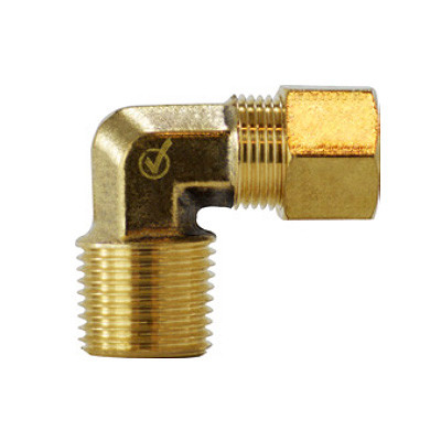Lead Free Brass Compression Fittings - Male 90 Elbows - 1/4"T x 3/8"MIP