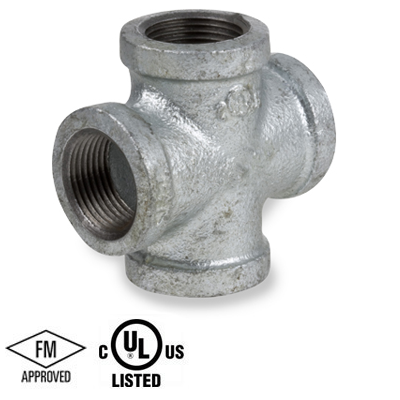 Galvanized Cross Pipe Fittings - 150# 1-1/2" NPT