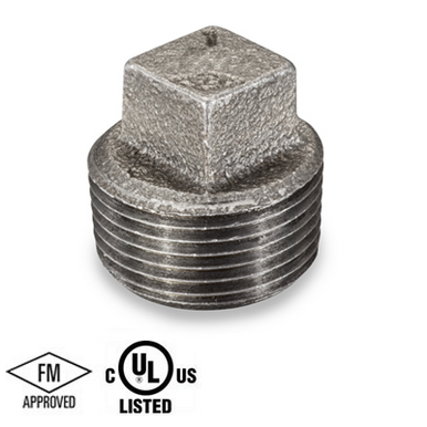 Black Pipe Fittings - 1-1/2" NPT Square Head Plug, 150# UL/FM