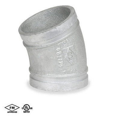 Grooved Fire Protection Fittings - 2-1/2" 22-1/2 Degree Elbow ...