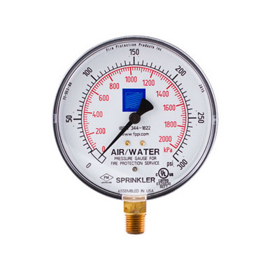Fire Sprinkler Air Water Gauge 0 300psi cULus FM