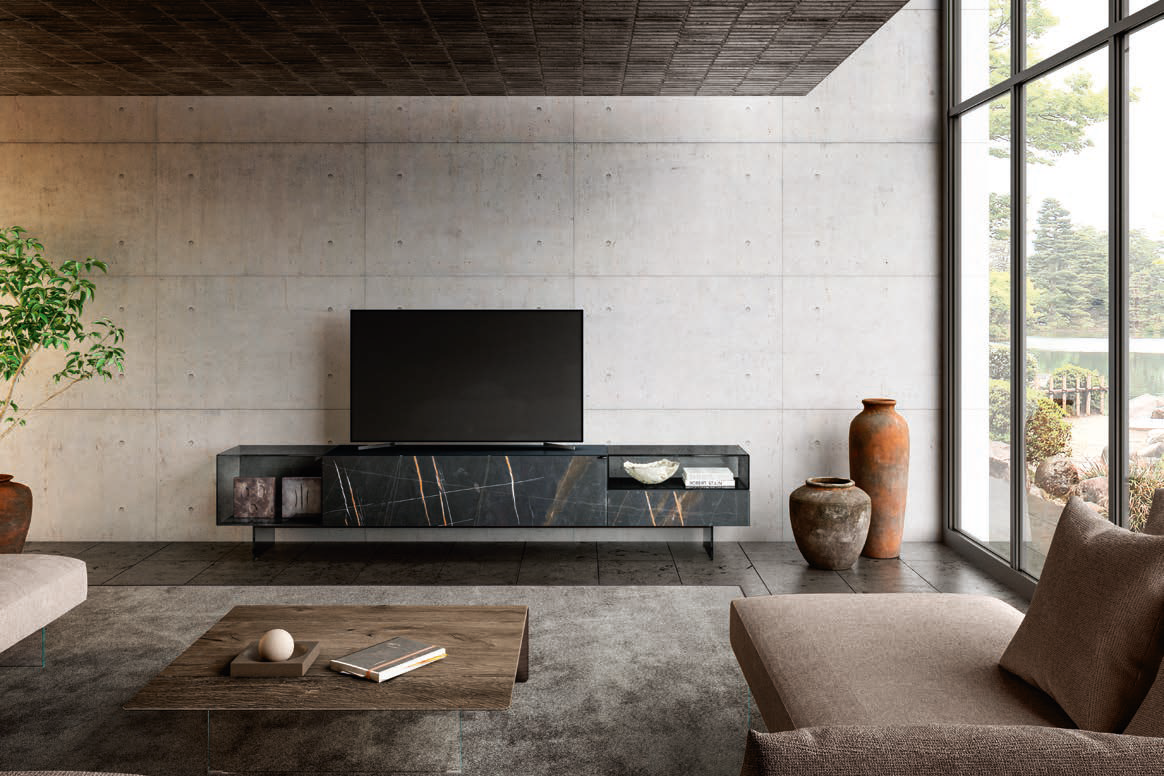 36e8 Glass TV Unit - Sahara Noir - Cantoni