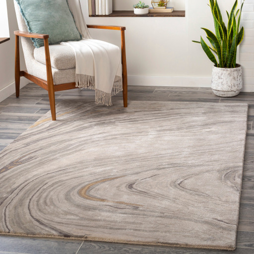 Kavita Round Rug - Grey/Mustard (10' Diameter) - Cantoni