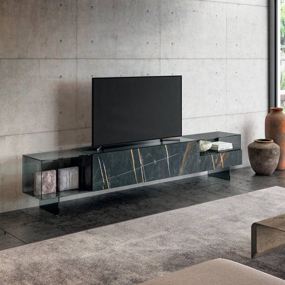 36e8 Glass TV Unit - Sahara Noir - Cantoni