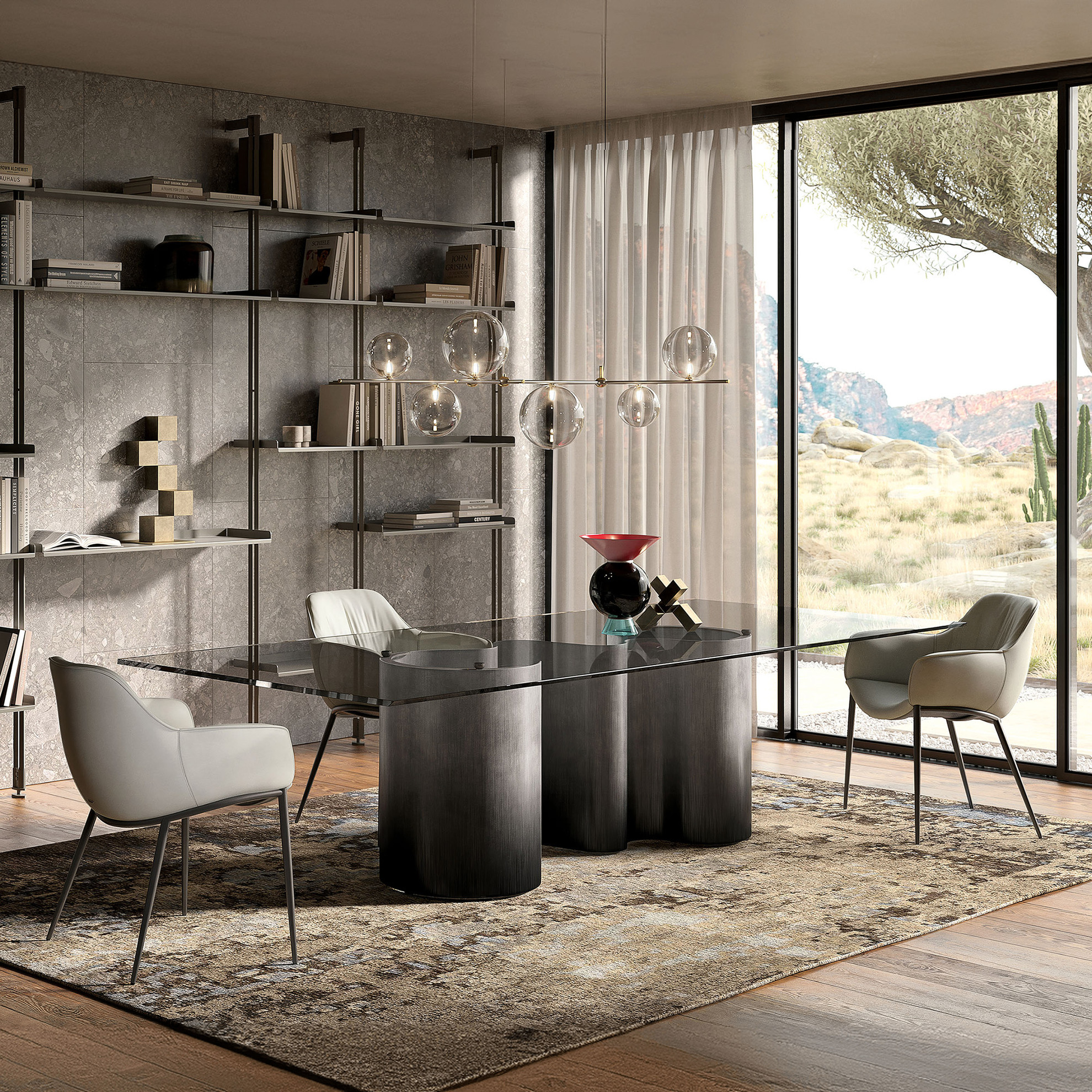 Papel Glass Dining Table - 94.5 In - Cantoni