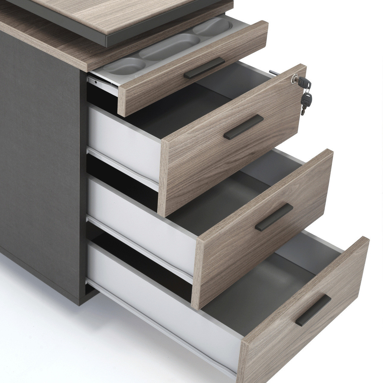 X5 Desk With Return And Drawers - Grey Elm/Left - Cantoni