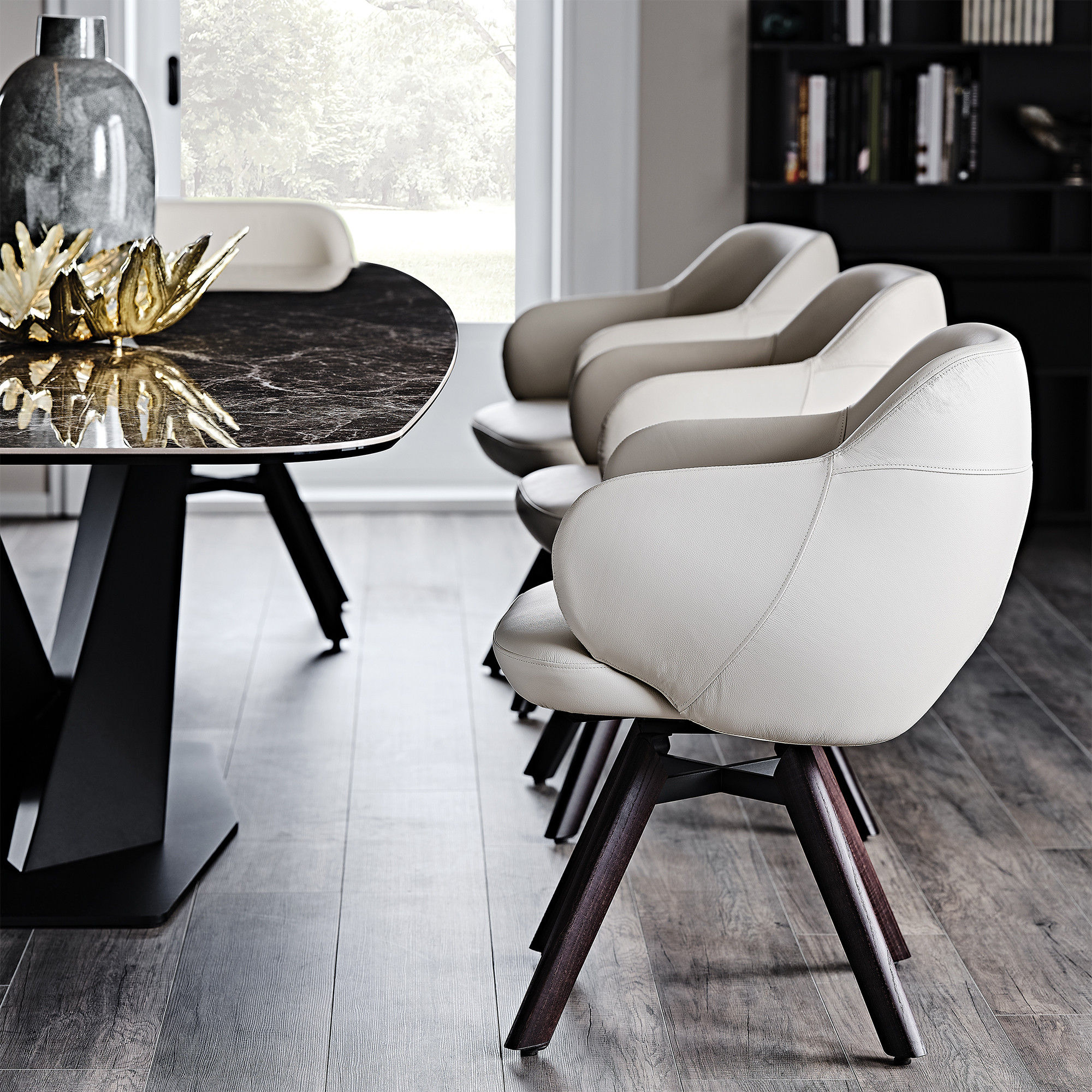 Bombe Swivel Chair - Burned Oak - Cantoni