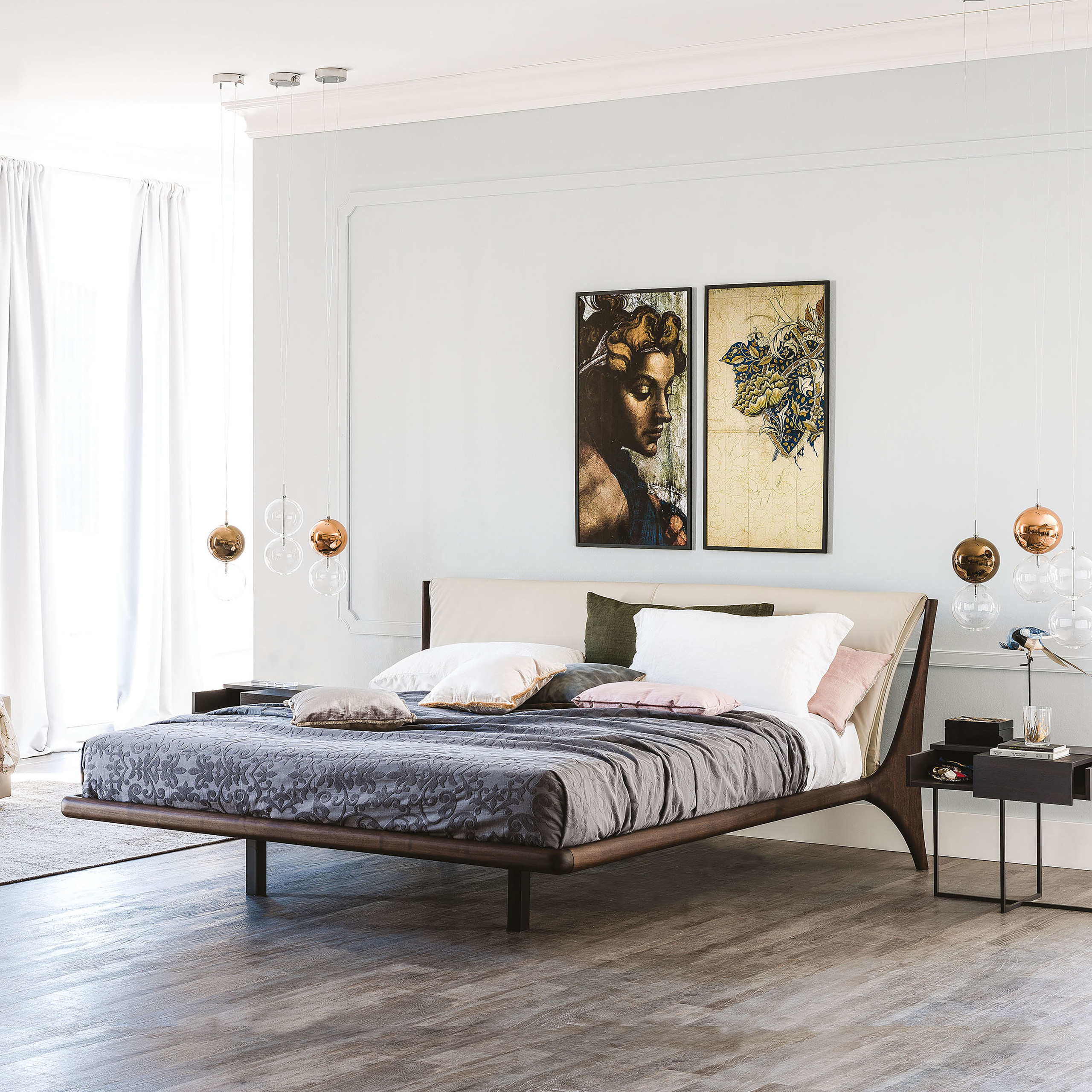 Nelson Bed - Burnt Oak Frame - Cantoni