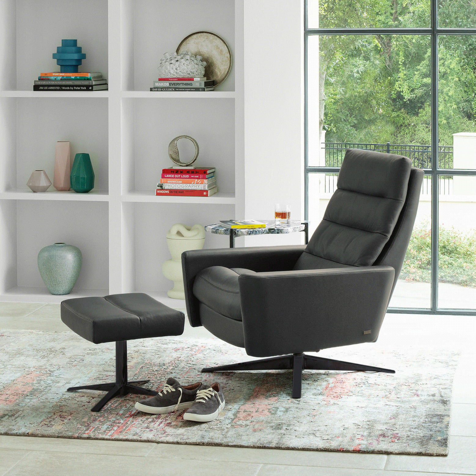 American Leather Cirrus Comfort Air Chair & Ottoman- Star Base