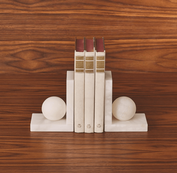 Alabaster Ball Bookends - Cantoni