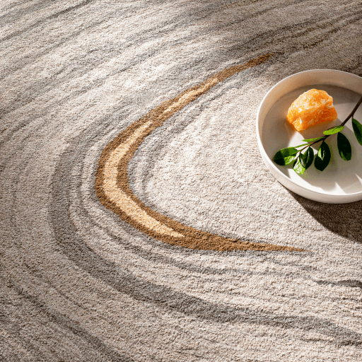 Kavita Round Rug - Grey/Mustard (10' Diameter) - Cantoni