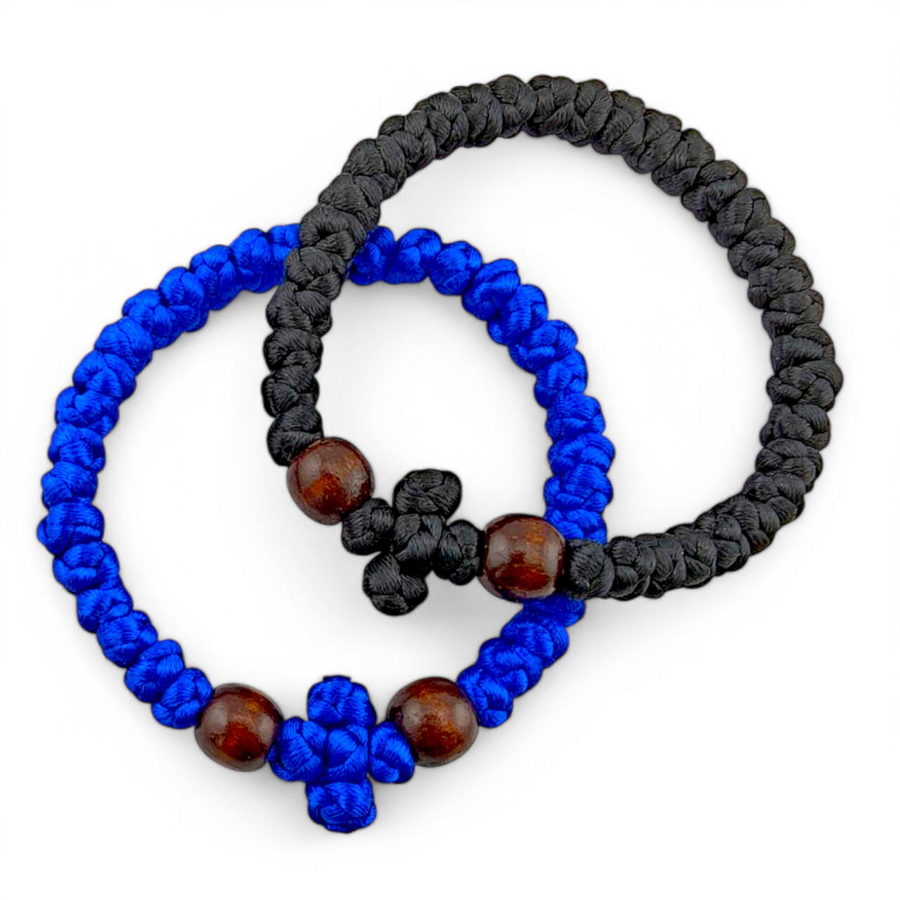 33 Knot Orthodox Prayer Rope With Cross In Blue or Black