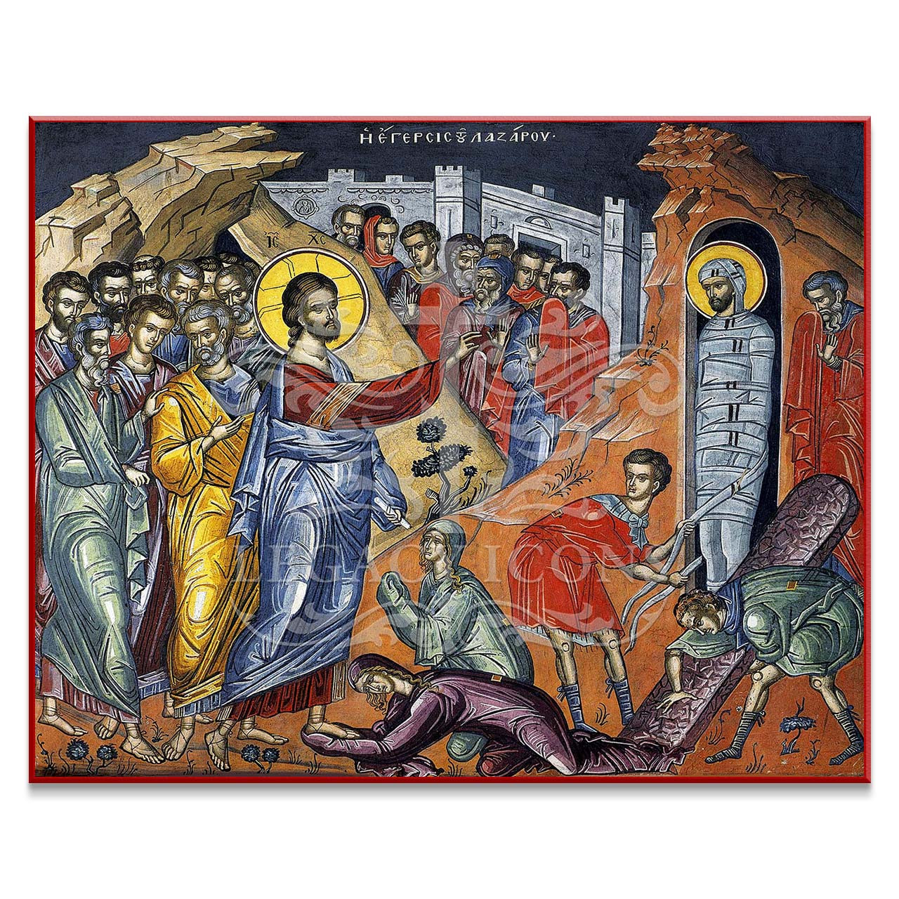 Orthodox Icon of the Resurrection of Lazarus (Athos)