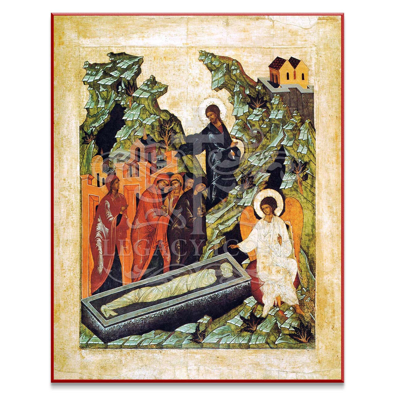 Orthodox Icon of The Myrrh-bearers at the Tomb (XVIc)