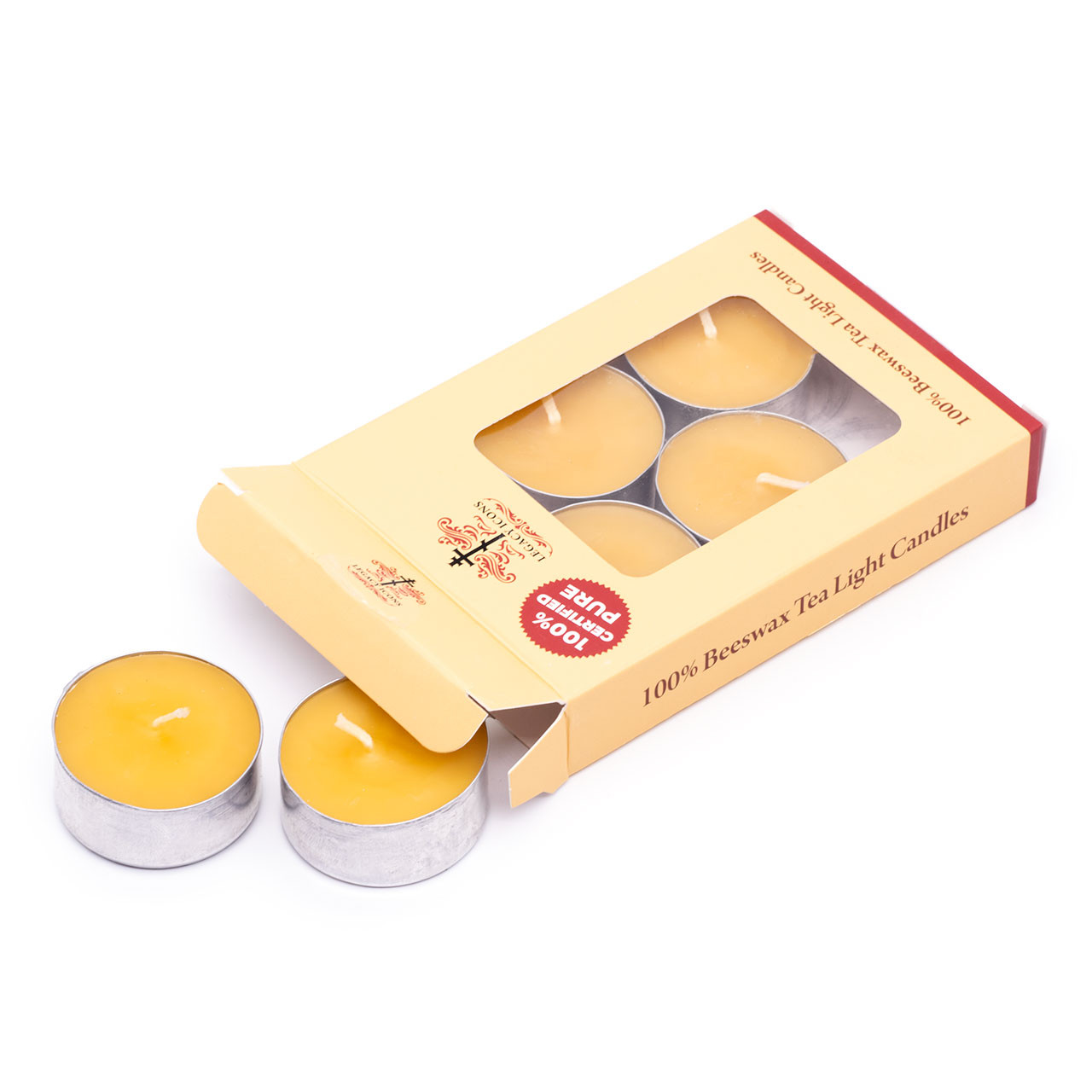 Beeswax Tea Light Candles for Home Prayer - Pack of 6 - 100% Pure