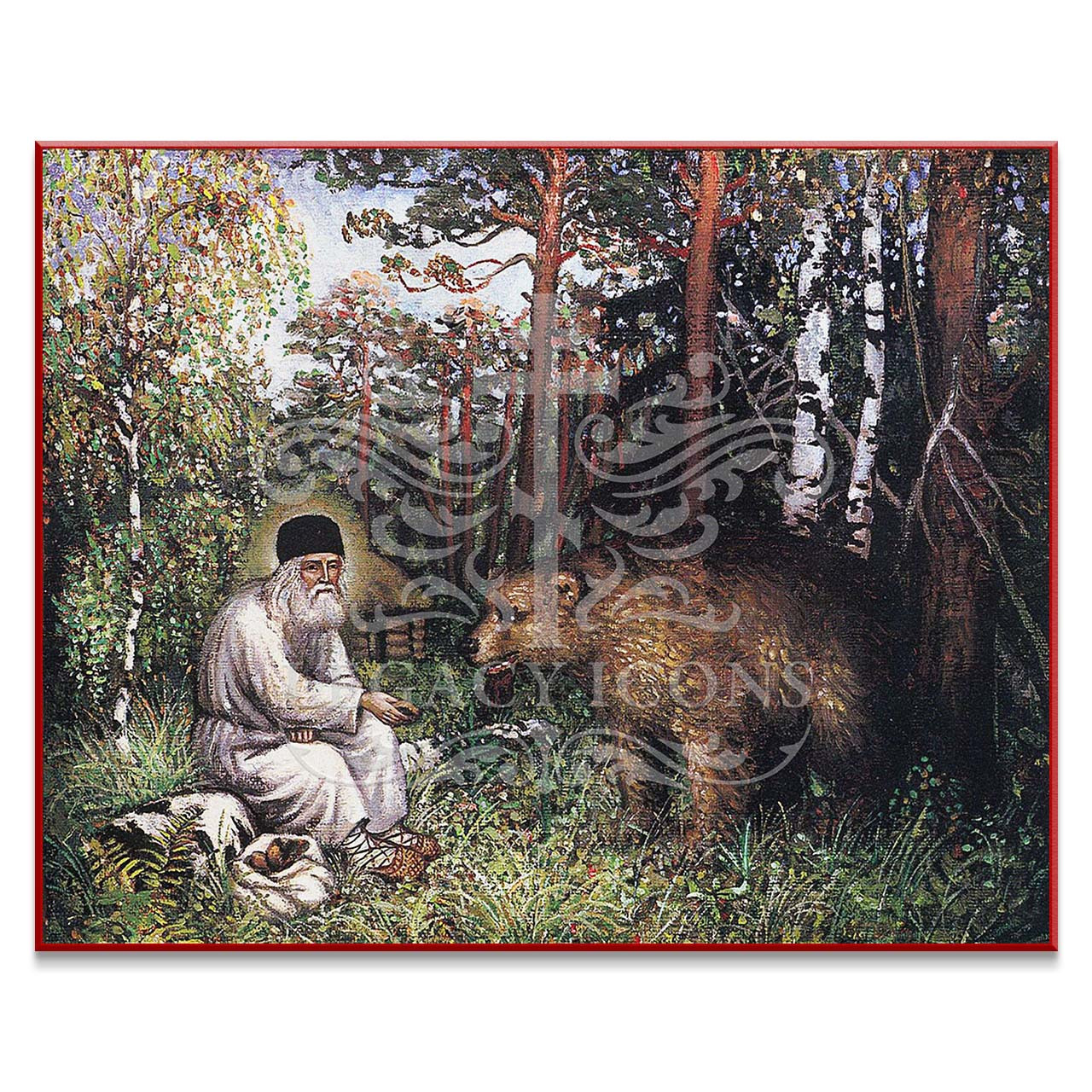 Saint Seraphim of Sarov with Bear - S215 - Legacy Icons