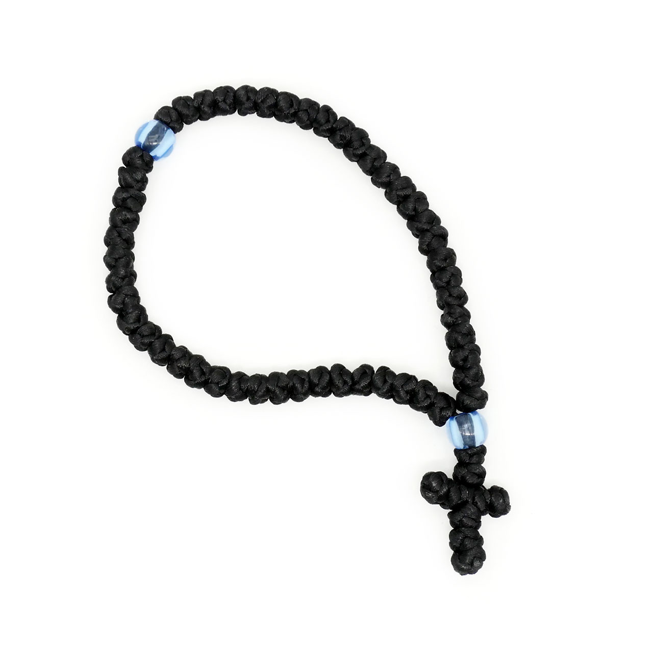 33 Knot Orthodox Prayer Rope With Cross In Blue or Black