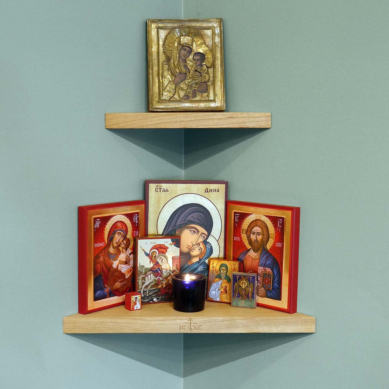 Home Prayer Corner Icon Shelf - Wooden - Hand Crafted
