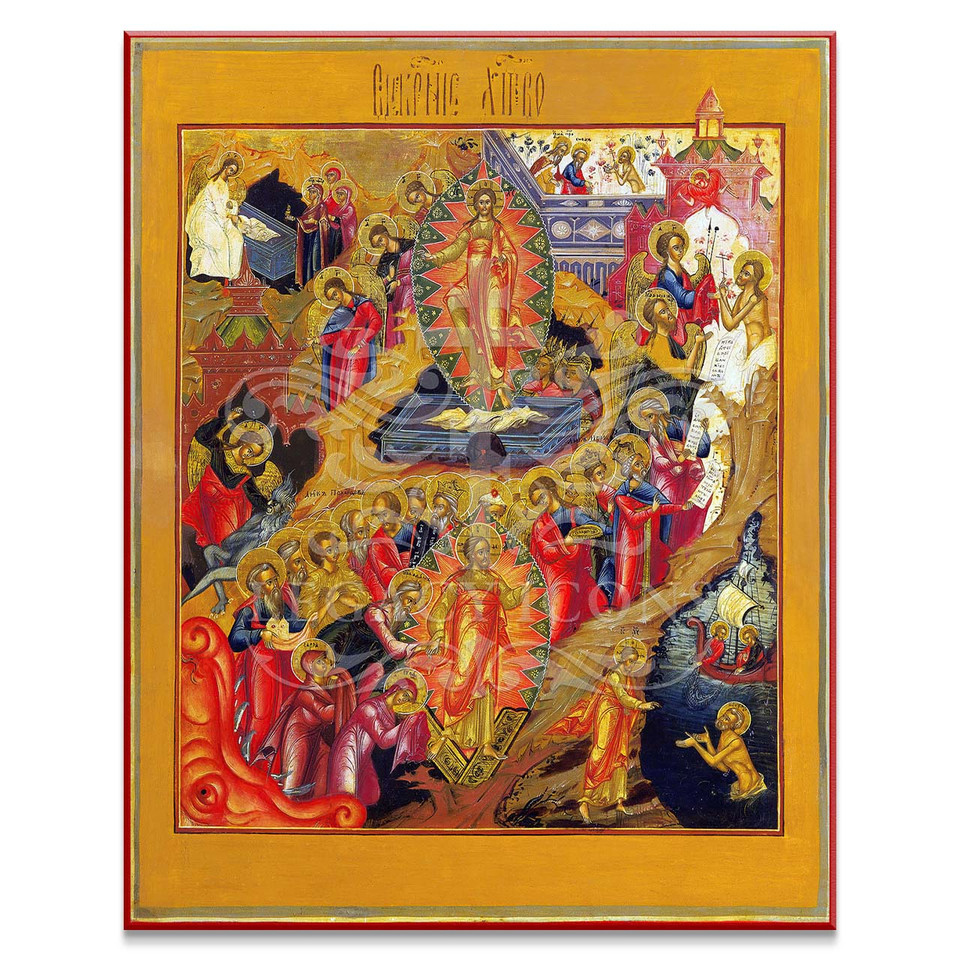 Orthodox Icon of the Harrowing of Hades and Resurrection (XIXc)