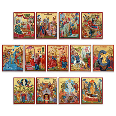 Great Feasts and Pascha Orthodox Icon Set