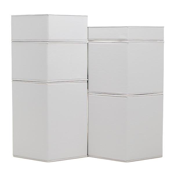 Set of 6 pieces white leatherette risers - H7W - JPB Jewelry Box