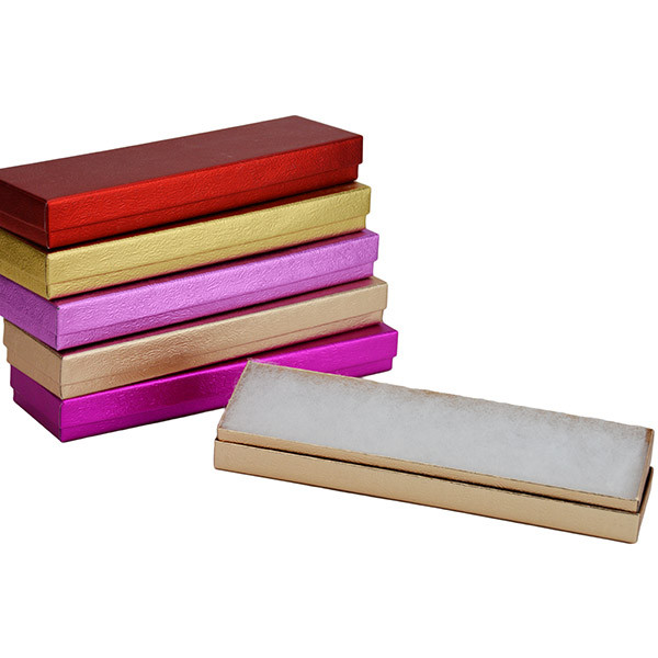 8" x 2" assorted colors cotton filled boxes - G82M - JPB Jewelry Box
