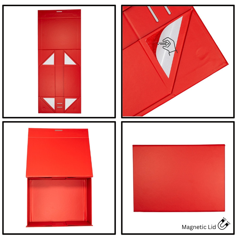 Collapsible magnetic box in red 11 1/2" x 8 3/4" x 4 1/4" H - GB211-RD ...