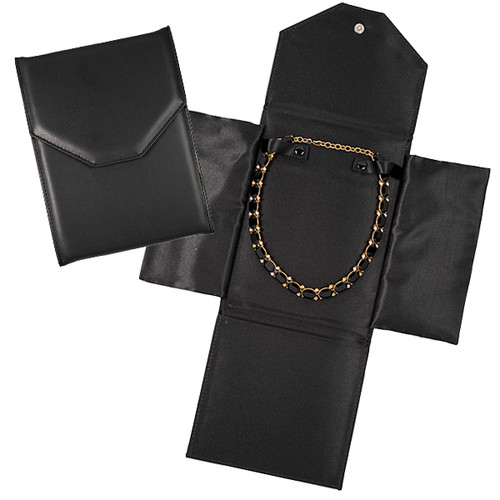 Leatherette Necklace Folder black interior - FL68B - JPB Jewelry Box