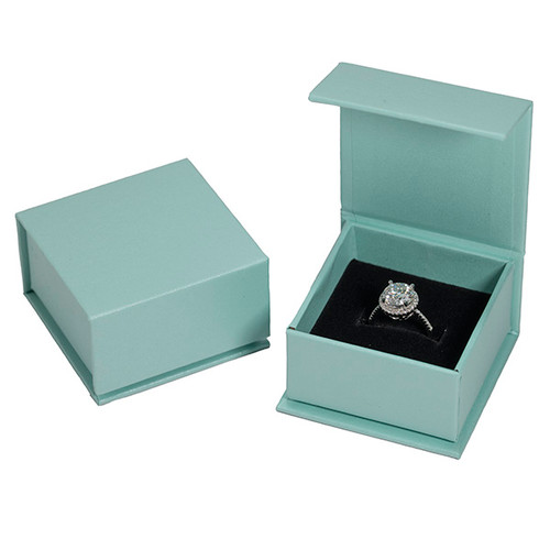 Light blue ring box with magnetic lid - 24300-LB - JPB Jewelry Box