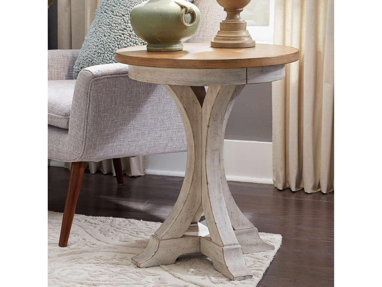 Farmhouse Reimagined Round Chair Side Table - Willow Furniture