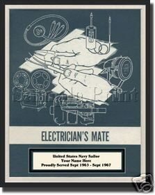 USN Navy Sailor Rate Print Electrician Mate RATE Personalized