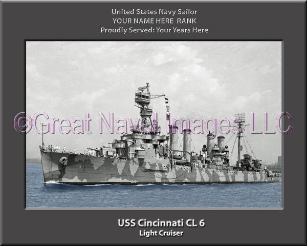 USS Cincinnati CL 6 Personalized Ship Canvas Print
