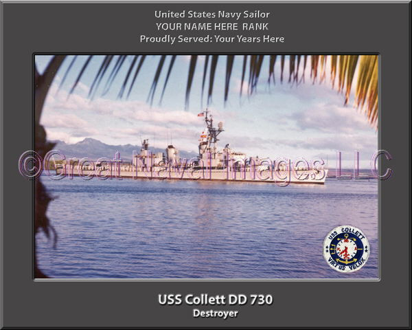 USS Collett DD 730 Personalized Ship Canvas Print